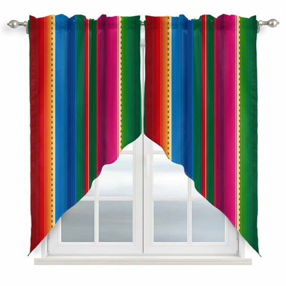 Abstract Mexican Stripes Swag Curtain Valance for Window 2 Panels Retro ...