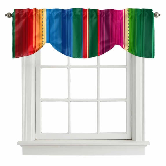 Abstract Mexican Stripes Tie Up Valance Curtains Retro Countryside ...