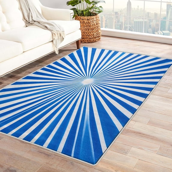 Abstract Mid Century Area Rugs, Retro 60s Pattern Carpet, Washable Non ...