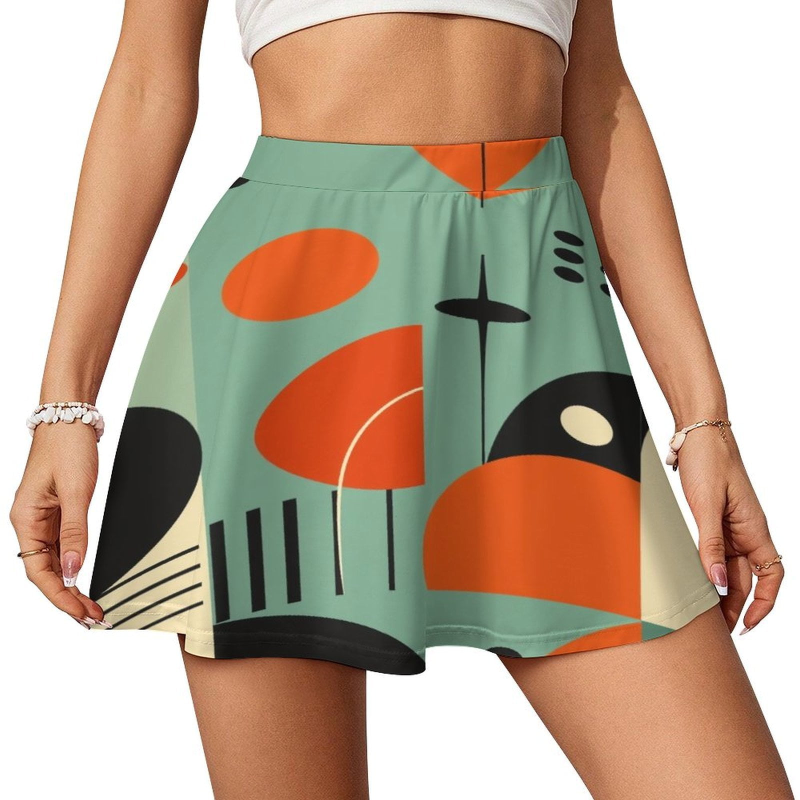 Abstract Mid Century Art Skirt Woman Cute Mini Skirts High Waist ...