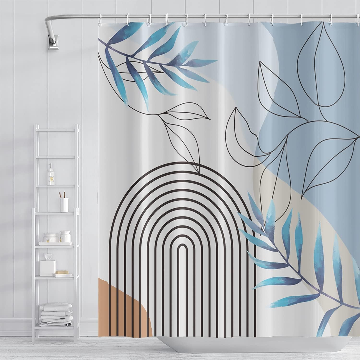 Abstract Mid Century Bathroom Shower Curtain - Bohemian Eucalyptus ...