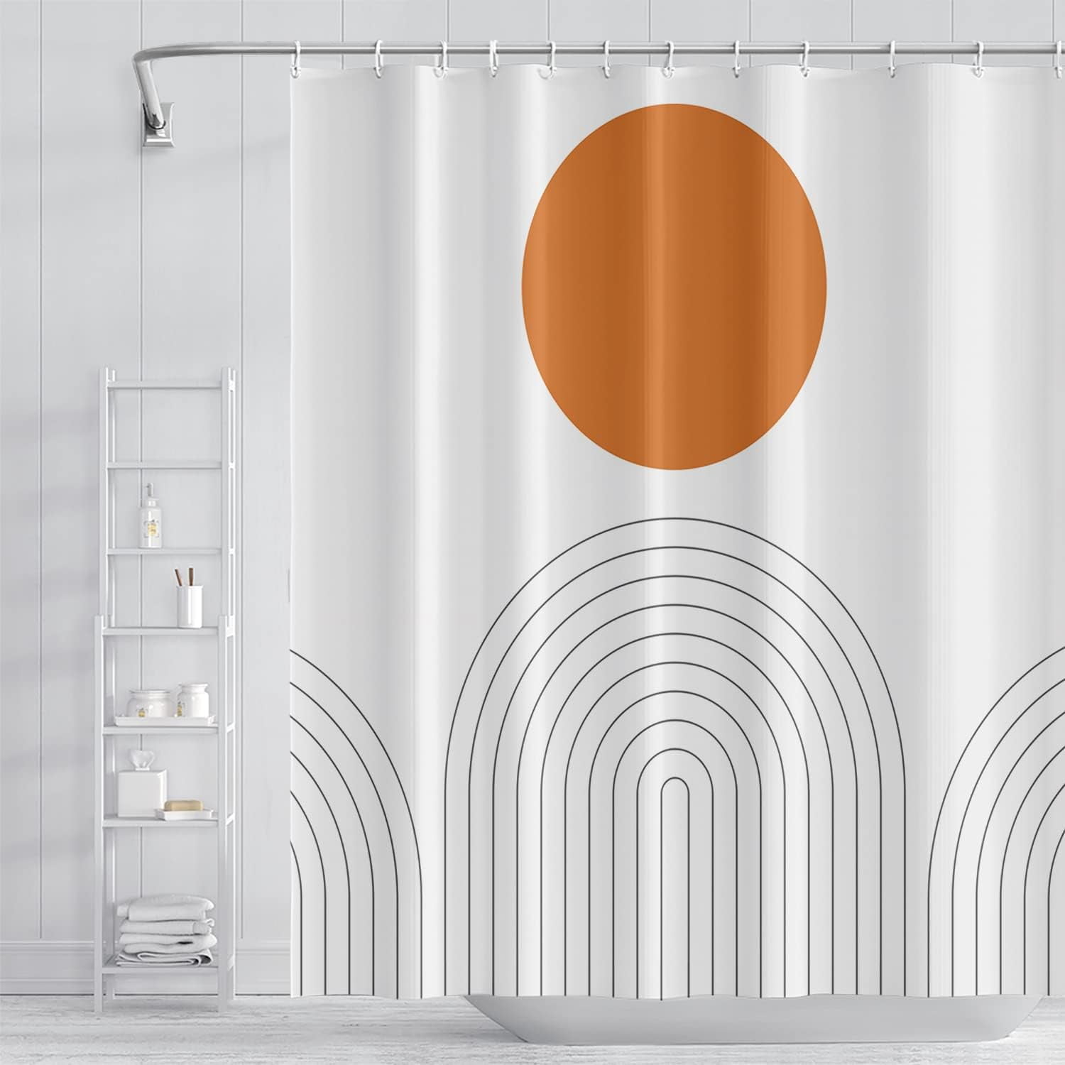 Abstract Mid Century Bohemian Bathroom Shower Curtain - Orange Sun ...