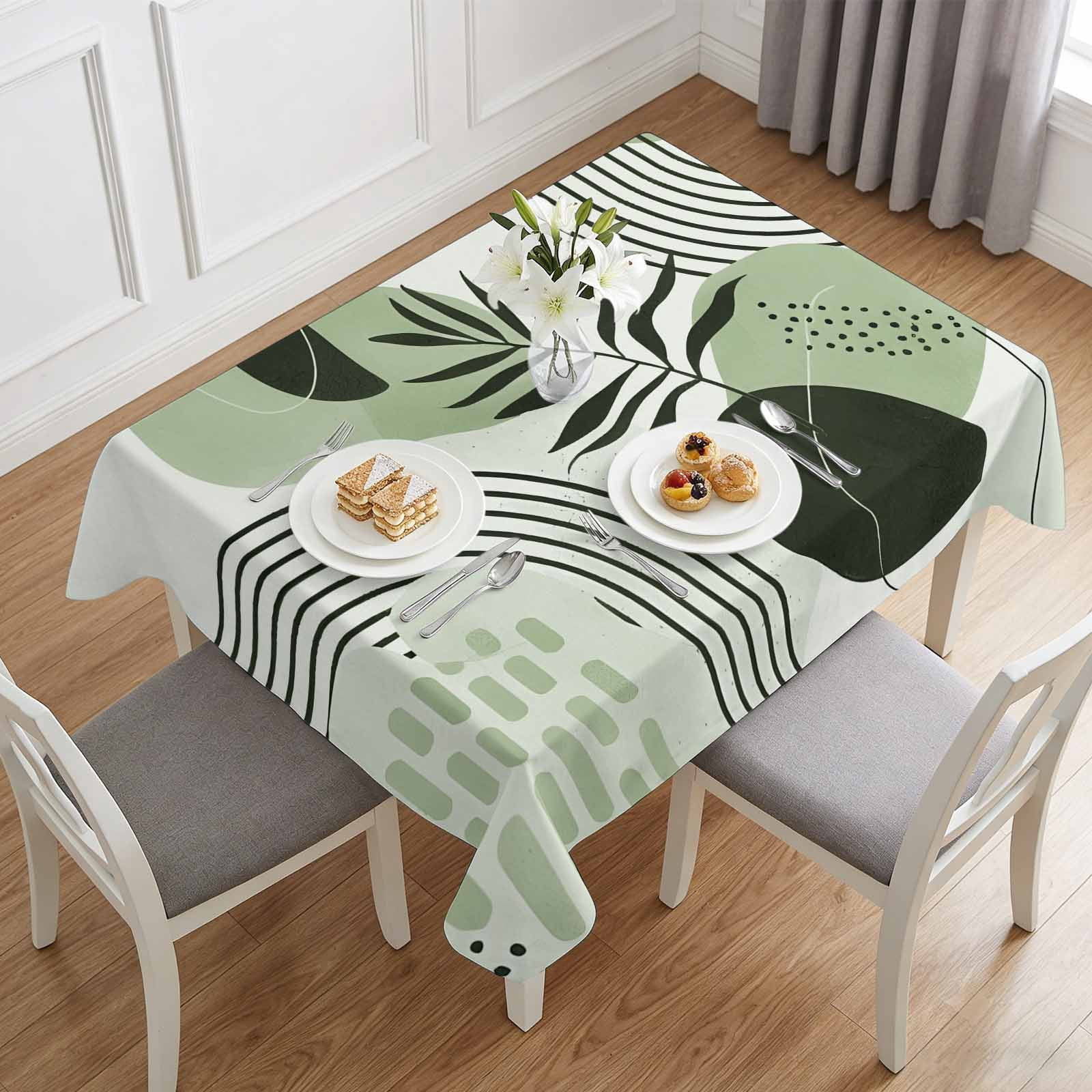 Abstract Mid Century Green Color Block Table Cloth 60x84in, Waterproof ...