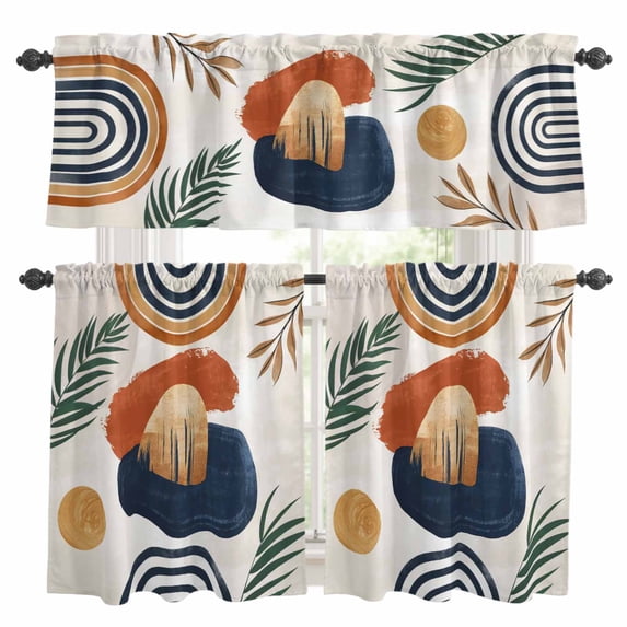 Abstract Mid Century Kitchen Curtains Set for Windows, Vintage ...