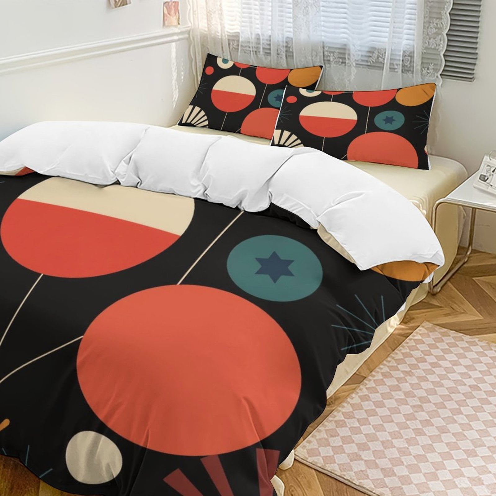 Abstract Mid Century Modern Bed Sheet Set Comforter Sets Themed Bedding ...