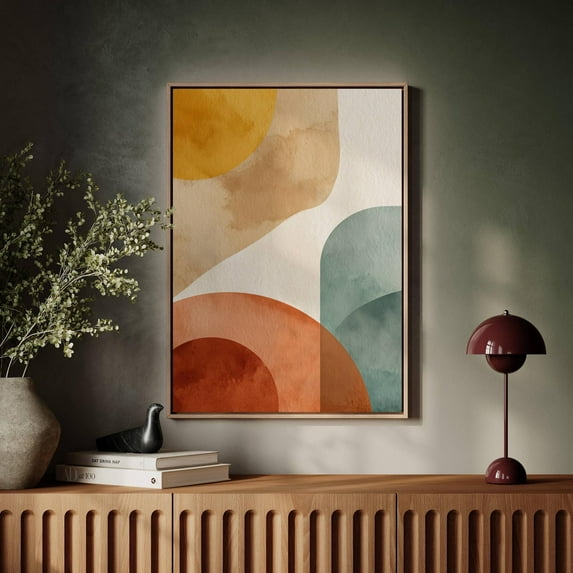Abstract Mid Century Modern Wall Art, Minimalist Geometric Canvas Print ...