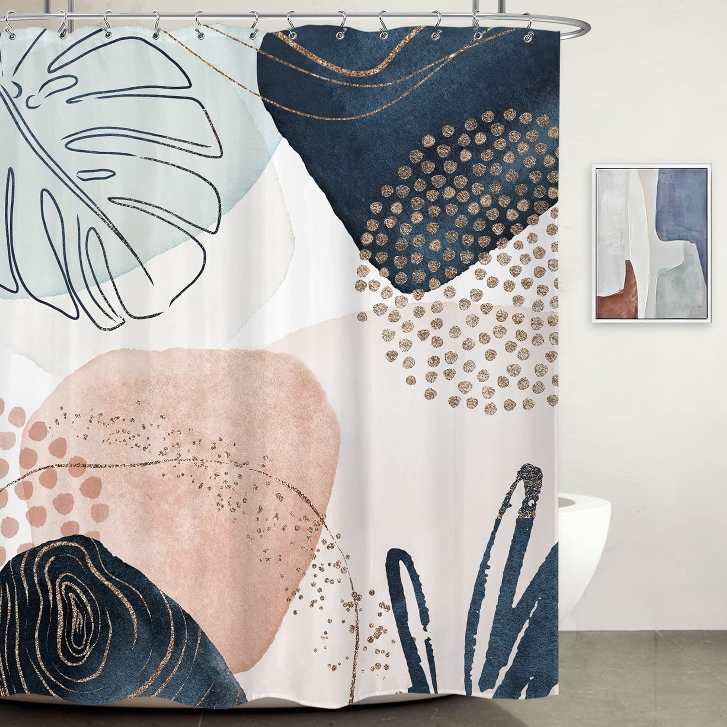 Abstract Mid Century Shower Curtain 72Wx72H Inches Boho Pastel Pink ...