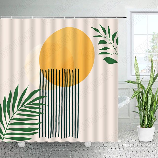 Abstract Mid Century Shower Curtain For Bathroom Decor Modern Boho
