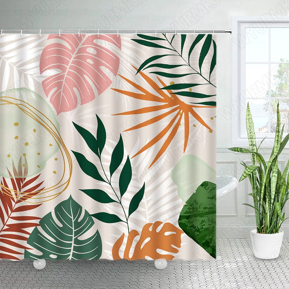 Abstract Mid Century Shower Curtain For Bathroom Decor Modern Boho