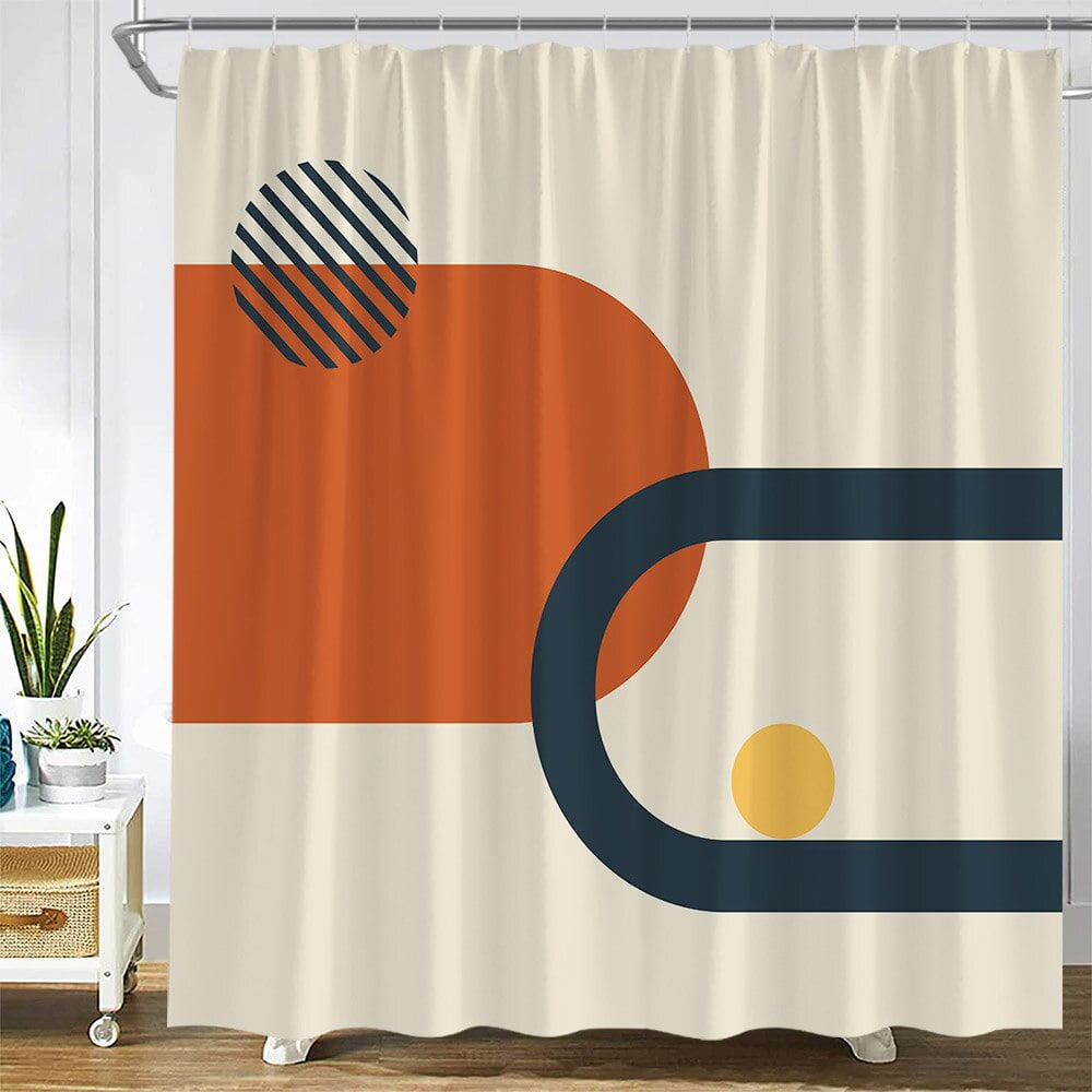 Abstract Mid Century Shower Curtain For Bathroom Decor Modern Boho