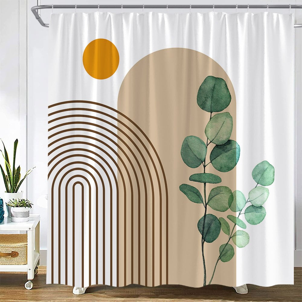 Abstract Mid Century Shower Curtain For Bathroom Decor Modern Boho