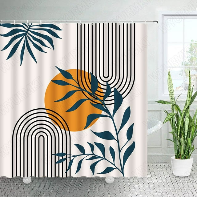 Abstract Mid Century Shower Curtain For Bathroom Decor Modern Boho