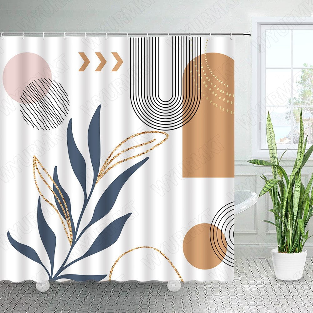 Abstract Mid Century Shower Curtain For Bathroom Decor Modern Boho