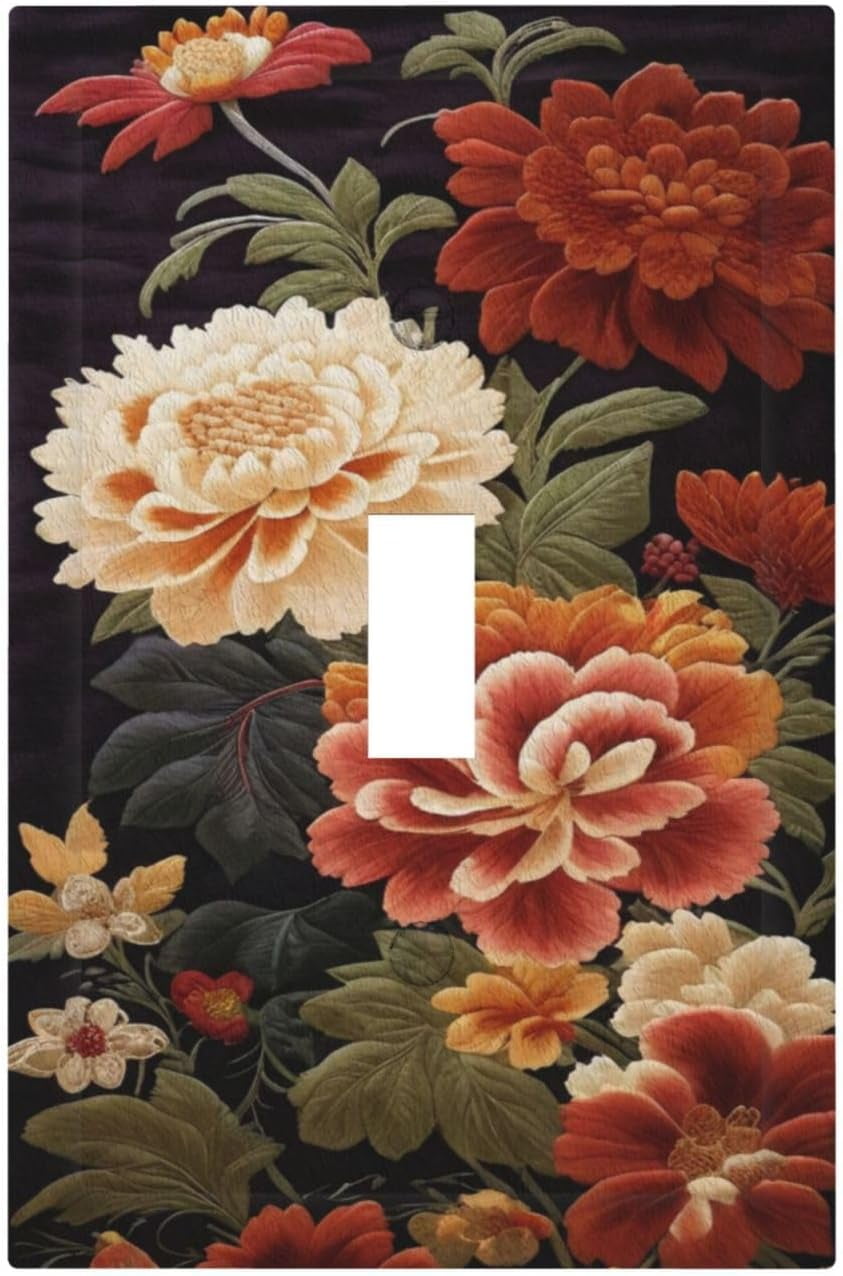 Abstract Mid Century Sun Boho Geometric Leaves 1 Gang Duplex Outlet ...