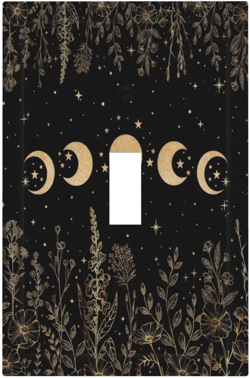 Abstract Mid Century Sun Boho Geometric Leaves 1 Gang Duplex Outlet ...