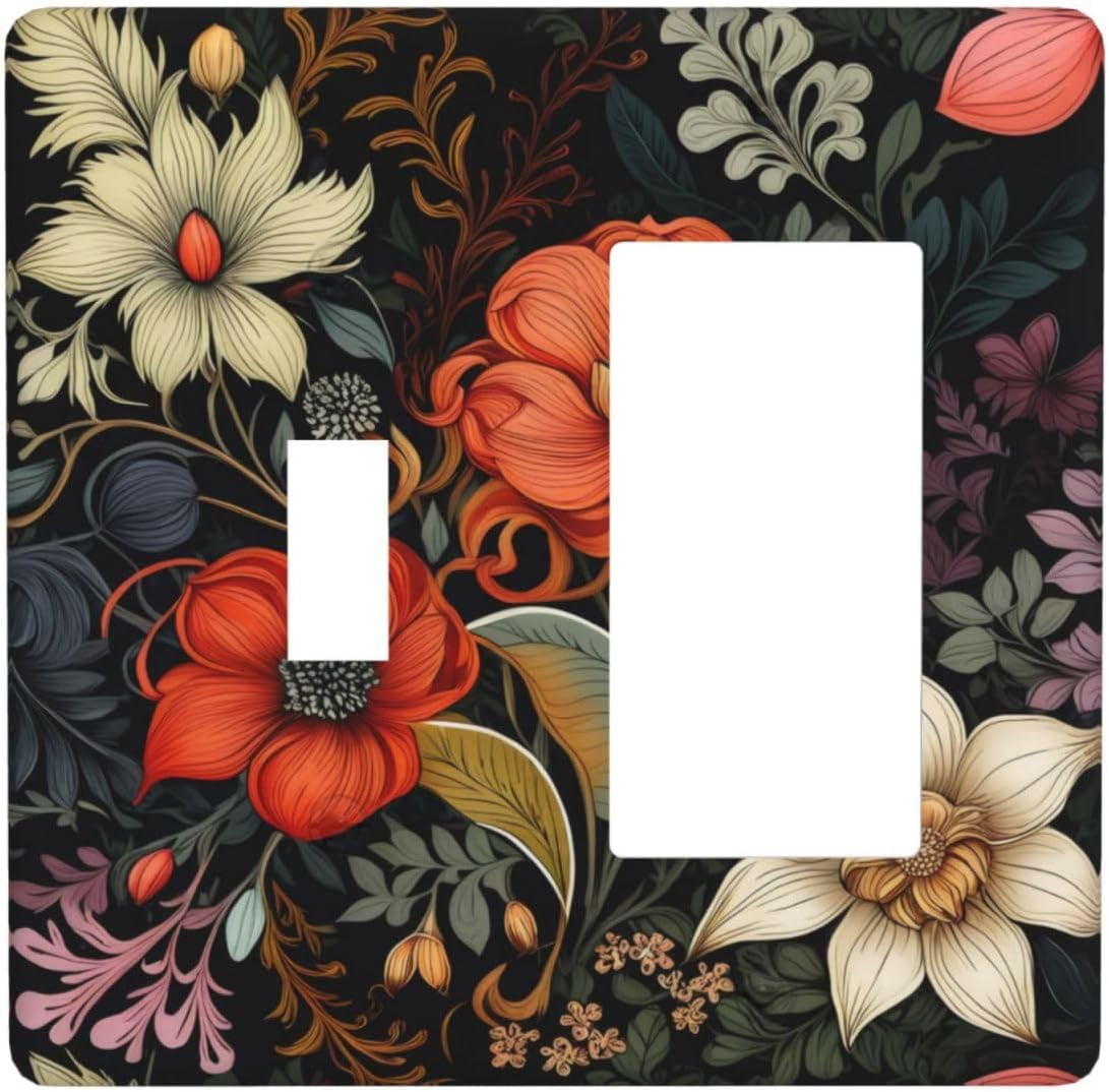 Abstract Mid Century Sun Boho Geometric Leaves 1 Gang Duplex Outlet ...