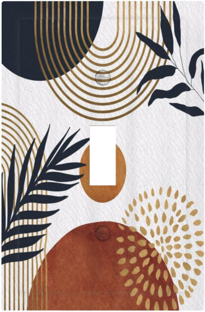 Abstract Mid Century Sun Boho Geometric Leaves 1 Gang Duplex Outlet ...