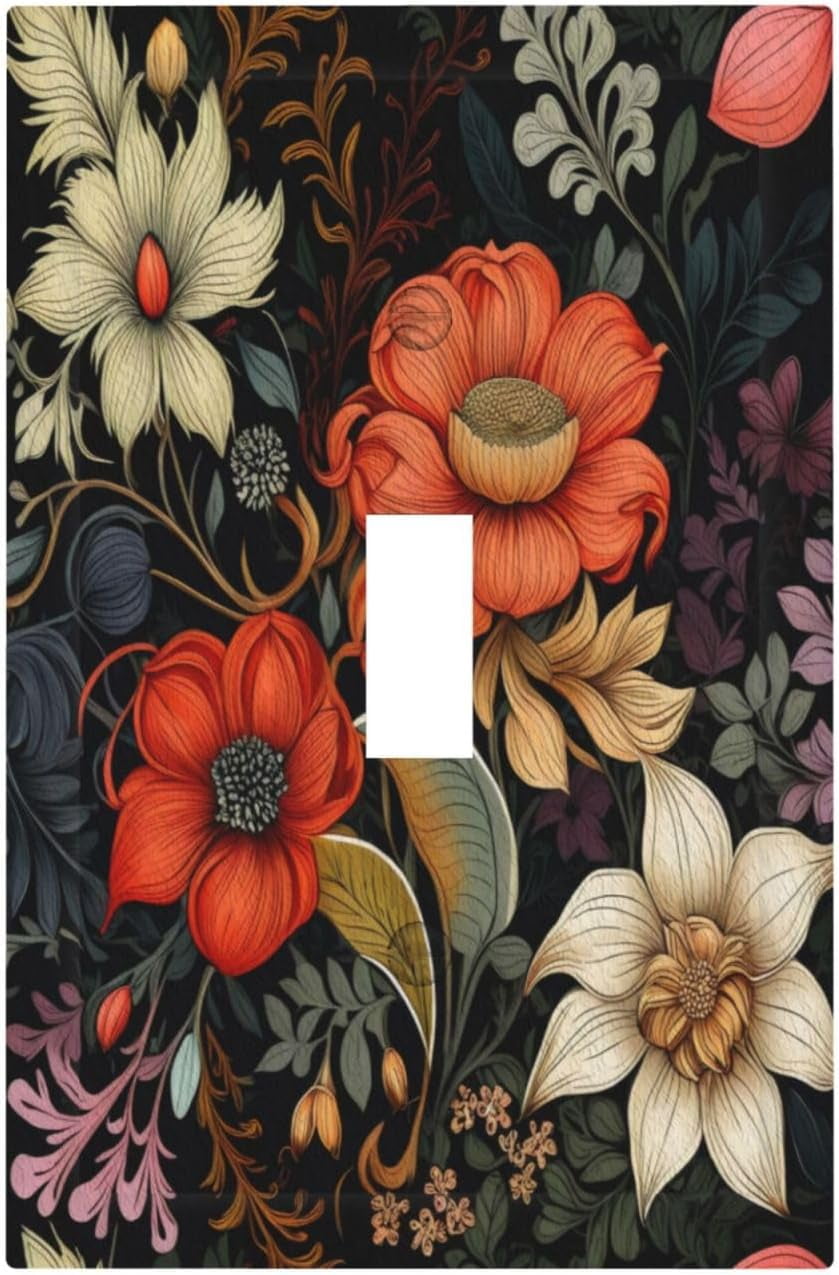 Abstract Mid Century Sun Boho Geometric Leaves 1 Gang Duplex Outlet ...