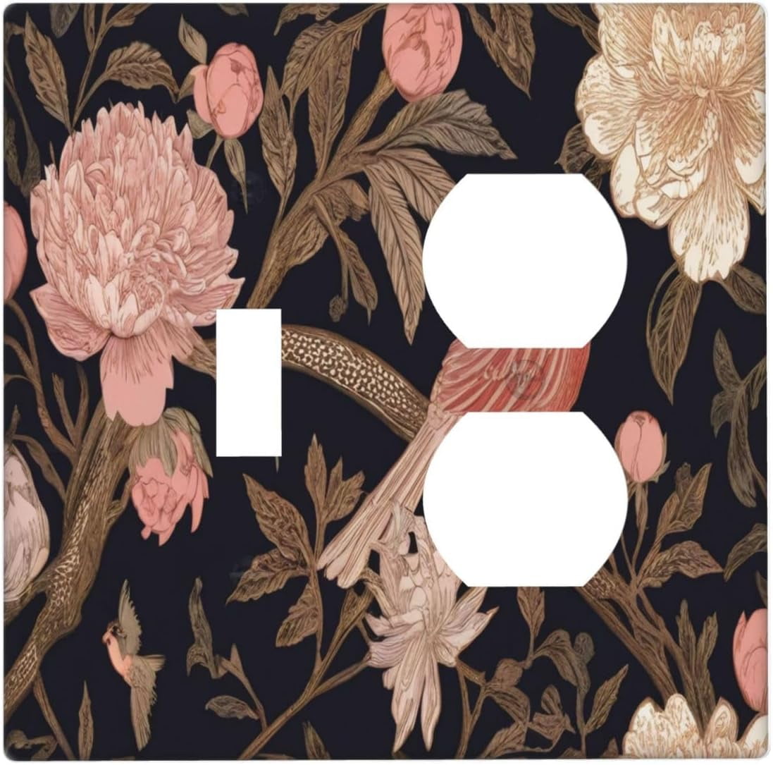 Abstract Mid Century Sun Boho Geometric Leaves 1 Gang Duplex Outlet ...