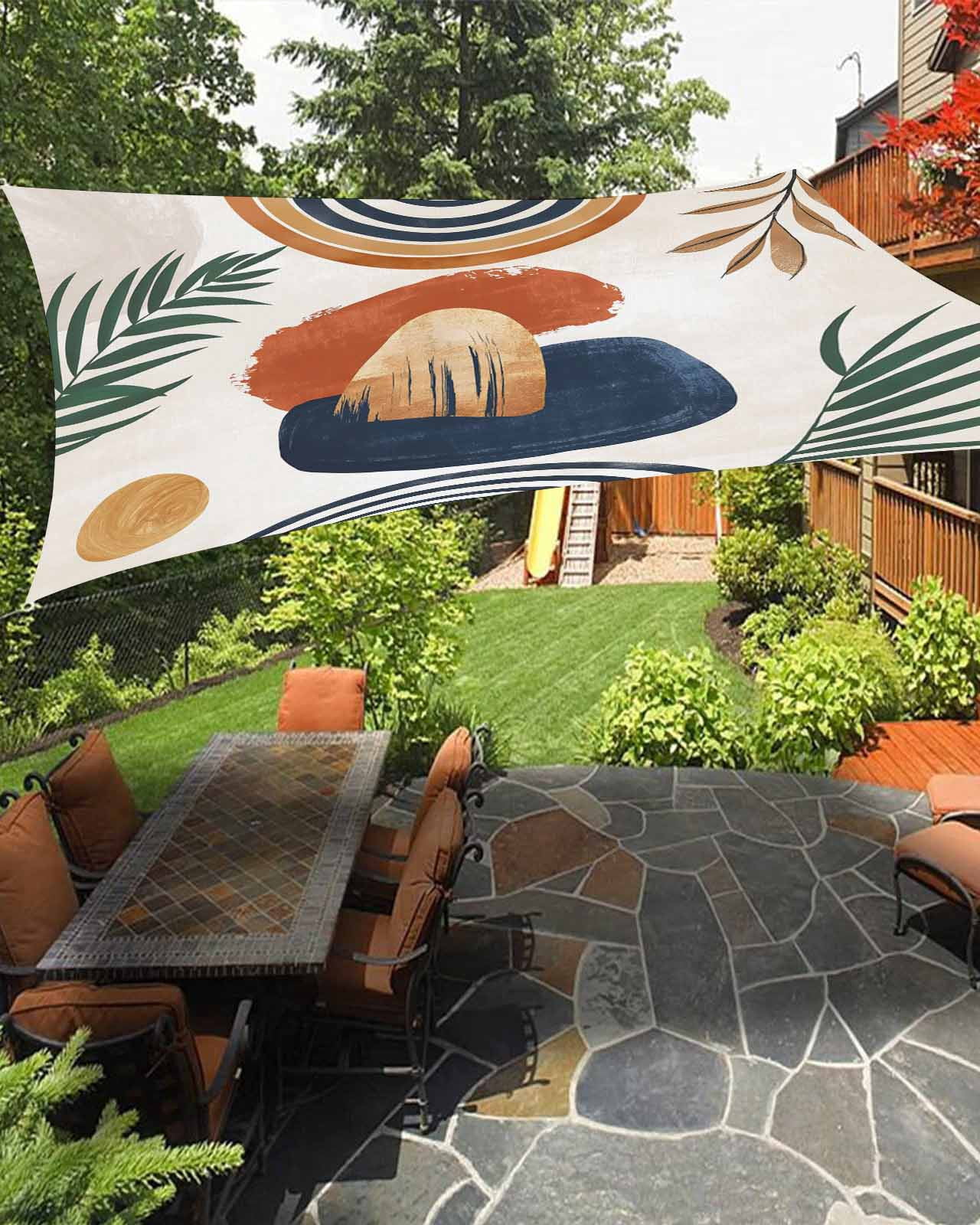 Abstract Mid Century Sun Shade Sail 12'X16' Vintage Geometric Blue and ...