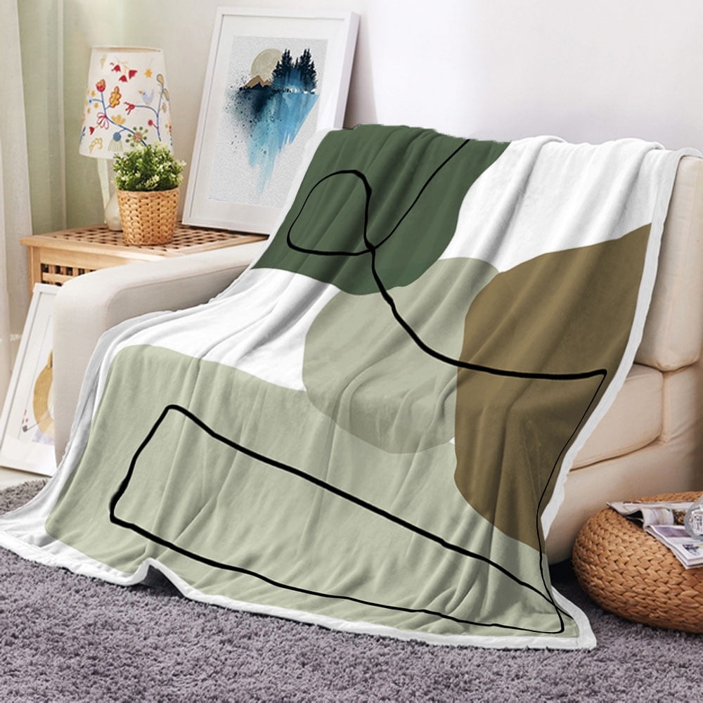 Abstract Mid Century Throw Blanket, Sea Foam Sage Green Minimalist ...