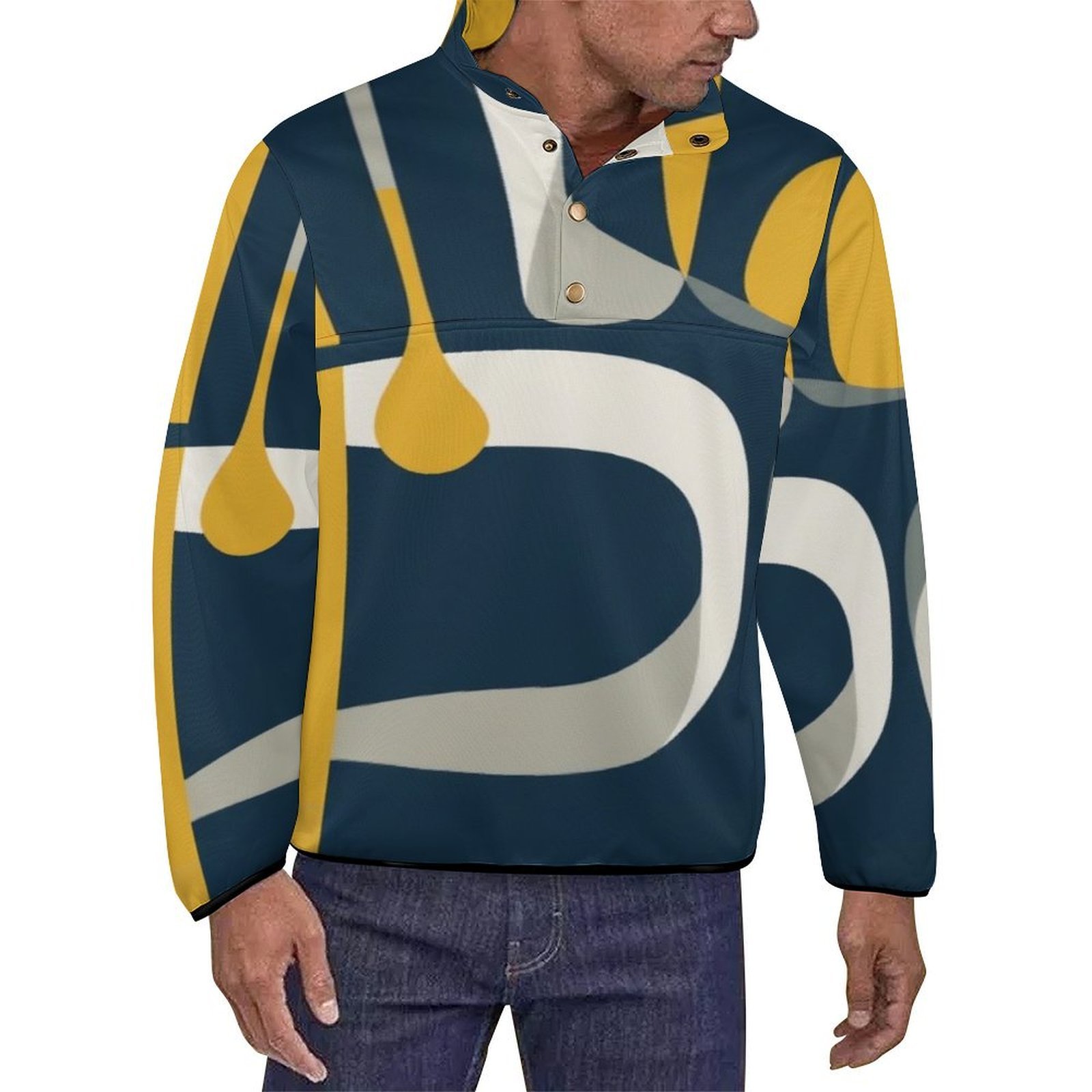 Abstract Midcentury Modern Art Men's Stand Collar Sweater Long Sleeve ...