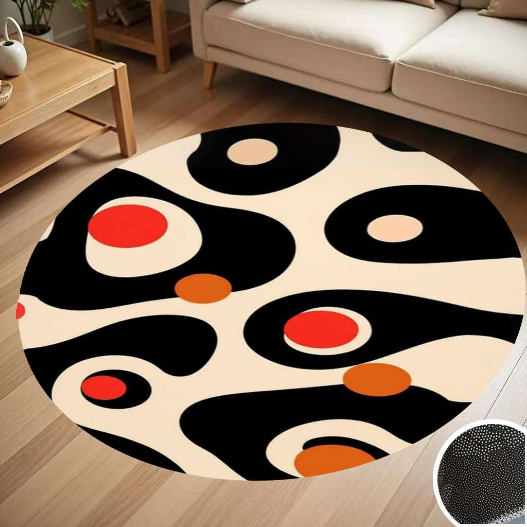 Abstract Midcentury Modern Art Round Carpet Living Room Bedroom Home ...