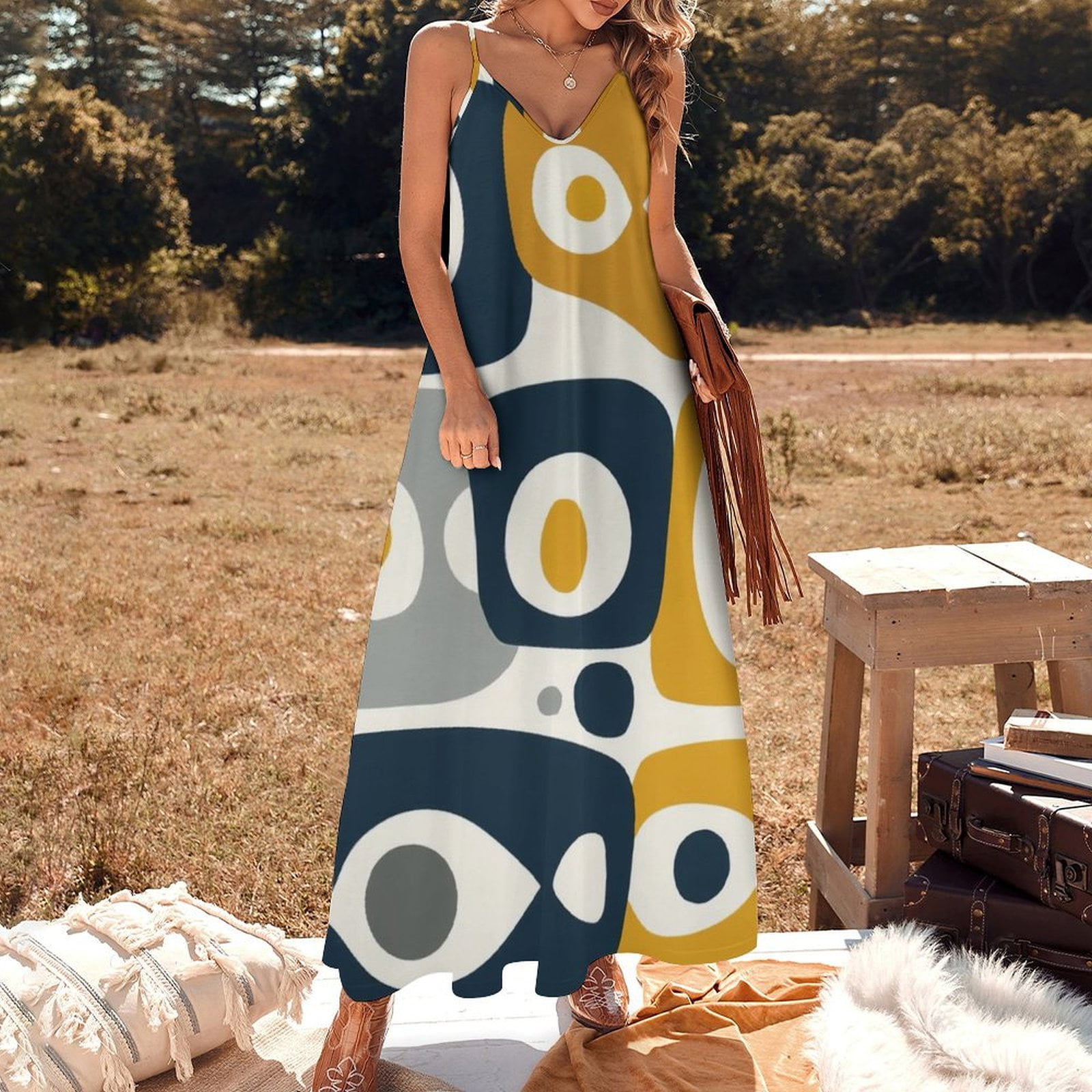 Abstract Midcentury Modern Art Sleeveless Dress dresses summer woman ...
