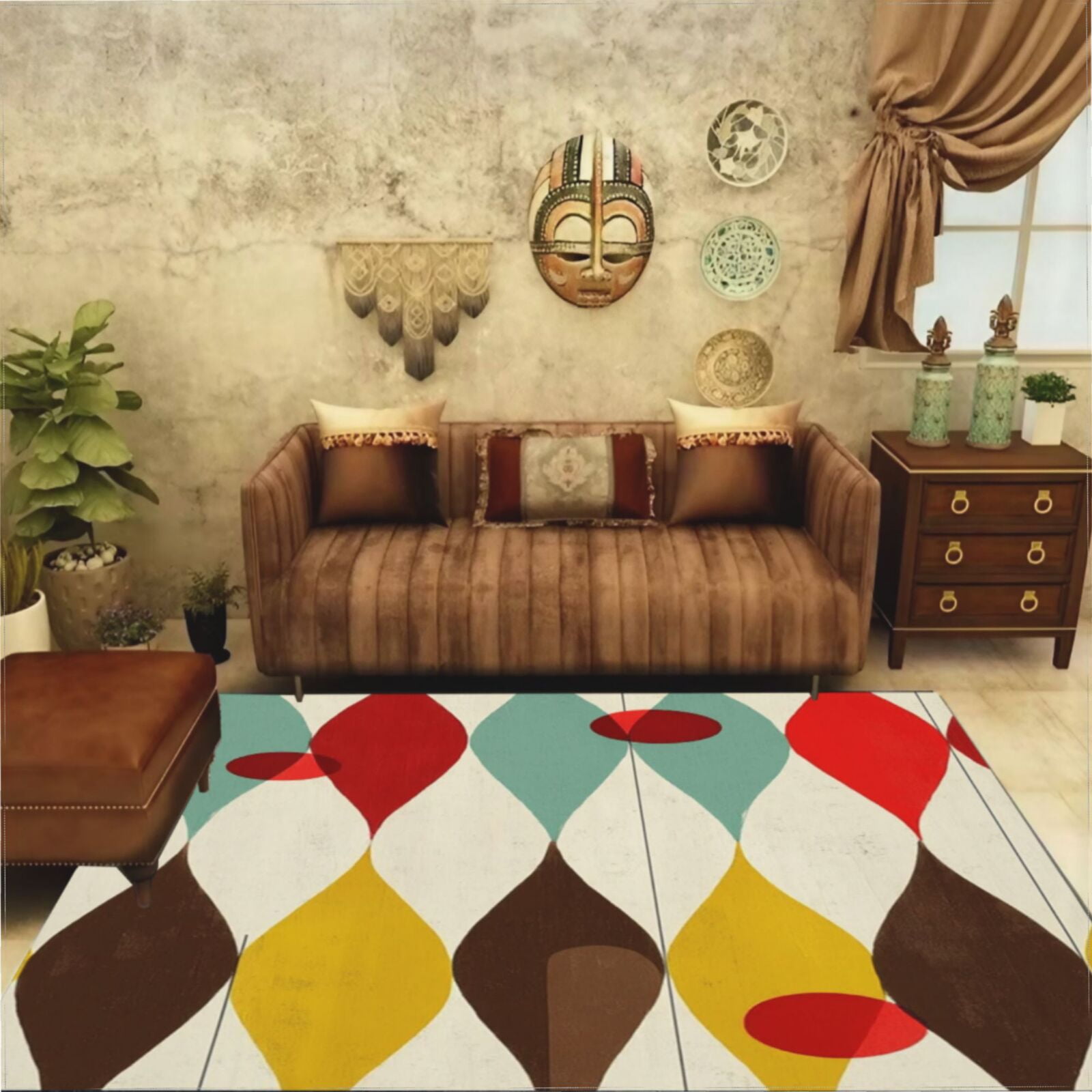 Abstract Midcentury Modern Living Room ration Nordic Carpets Large Area ...