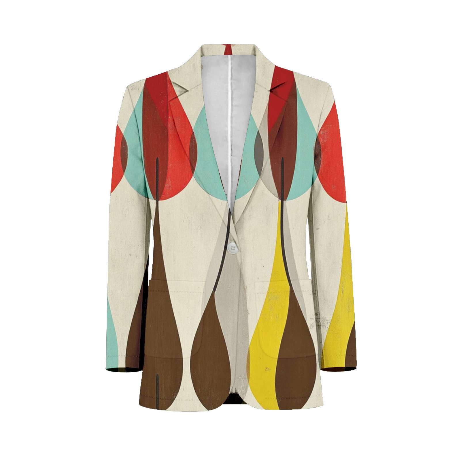 Abstract Midcentury Teardrop Art Men's Suit Blazer Casual Party Wear ...