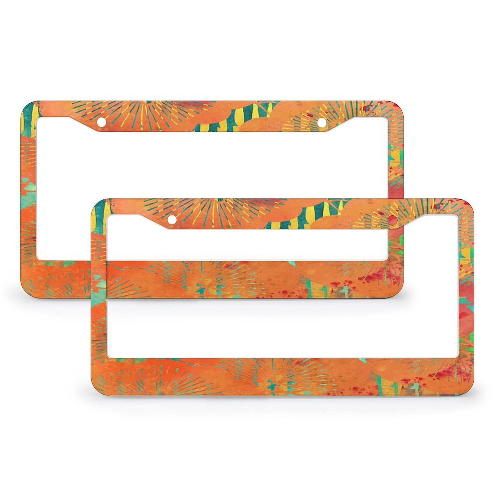 Abstract Mimosa Flower Chinoiserie - Orange License Plate Frame - 2 ...