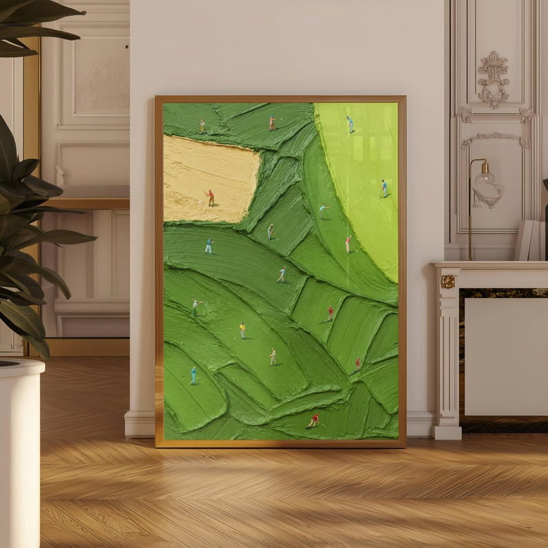 Abstract Mini Golf Course Painting Embossed Texture Style Wall Art 8x12 ...