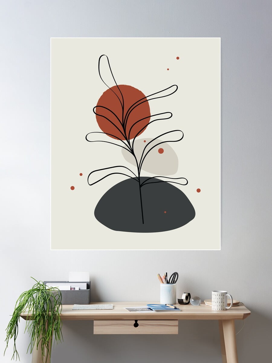 Abstract Minimal Shapes Plants 06 Tropical Modern Illustration Drawing ...