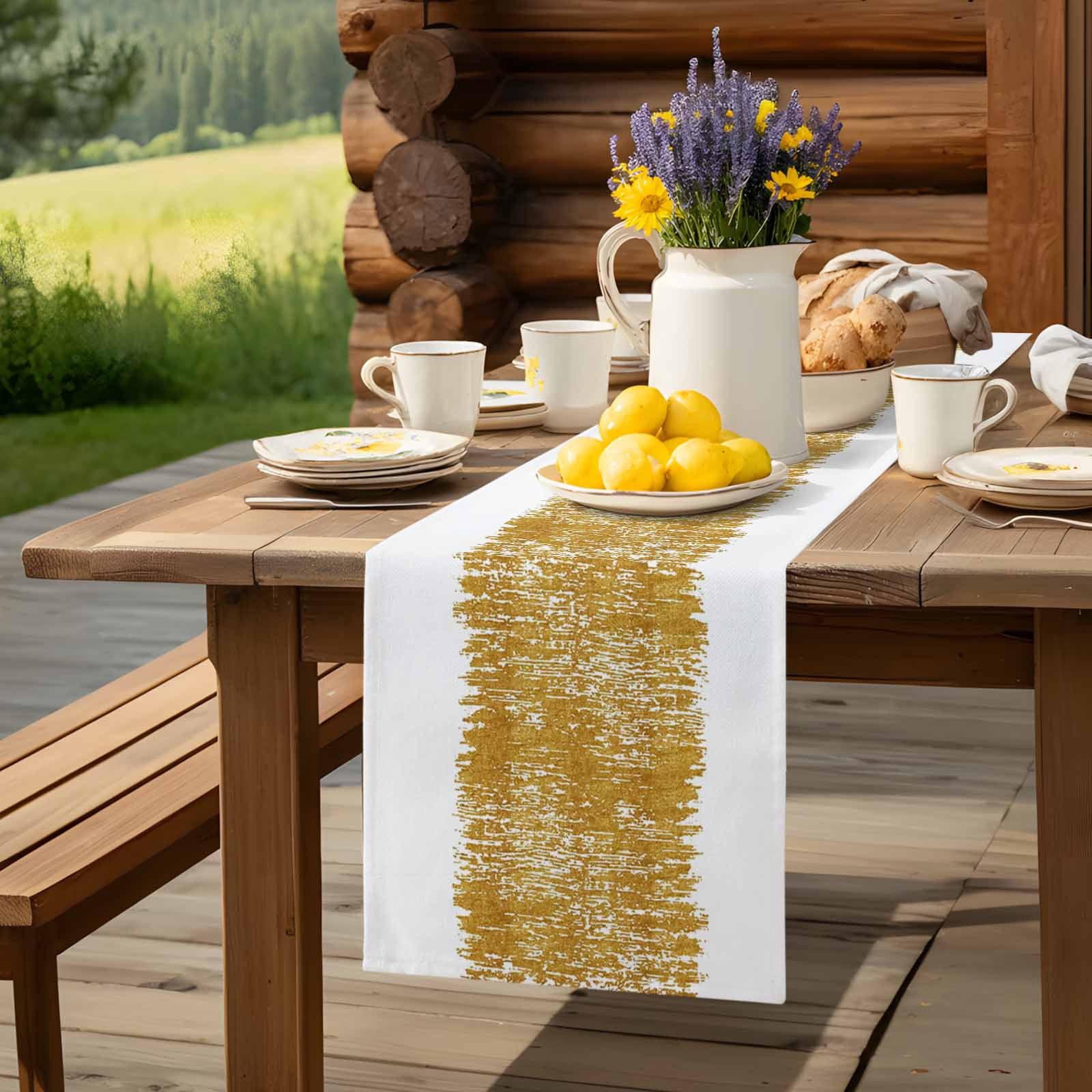 Abstract Minimalist Color Painting Art Table Runner 72 Inch Long Stripe ...