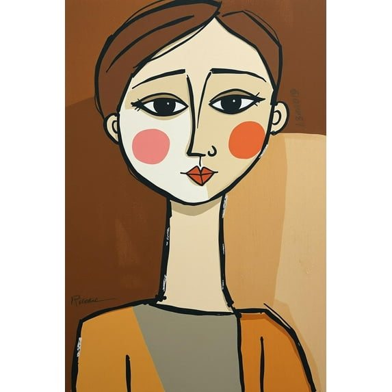 Abstract Minimalist Female Portrait Poster – Modern Cubist Style ...