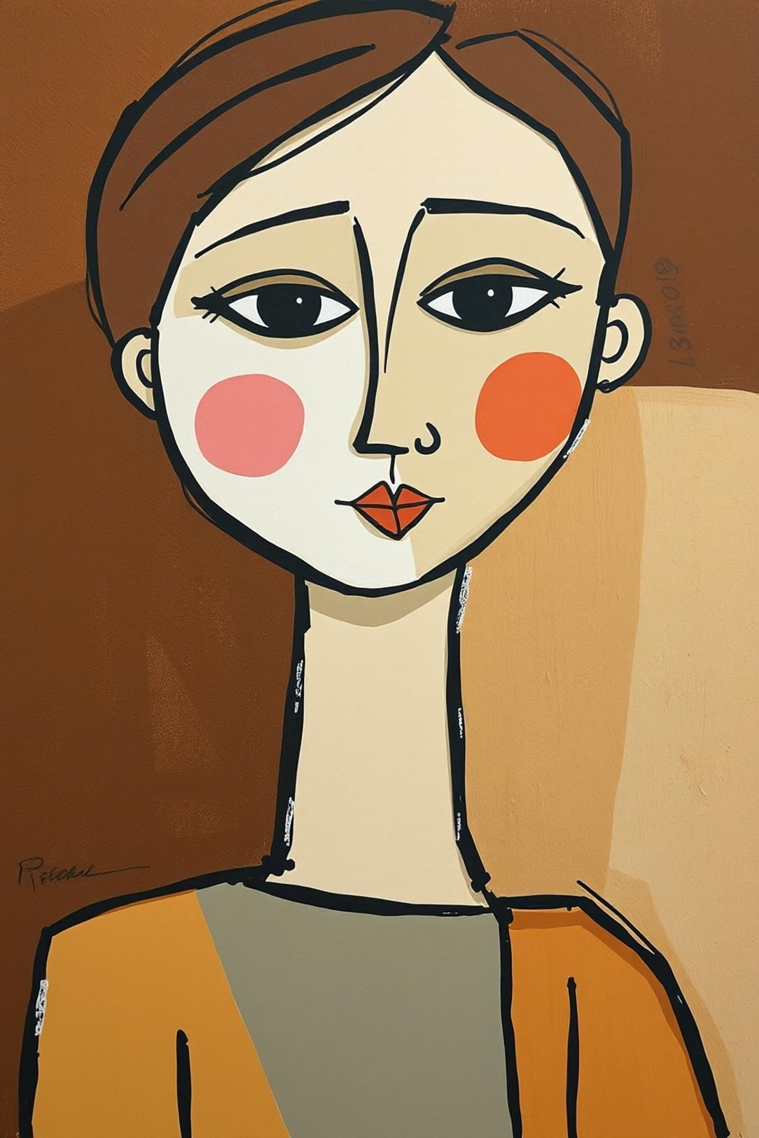 Abstract Minimalist Female Portrait Poster – Modern Cubist Style 【Photo ...