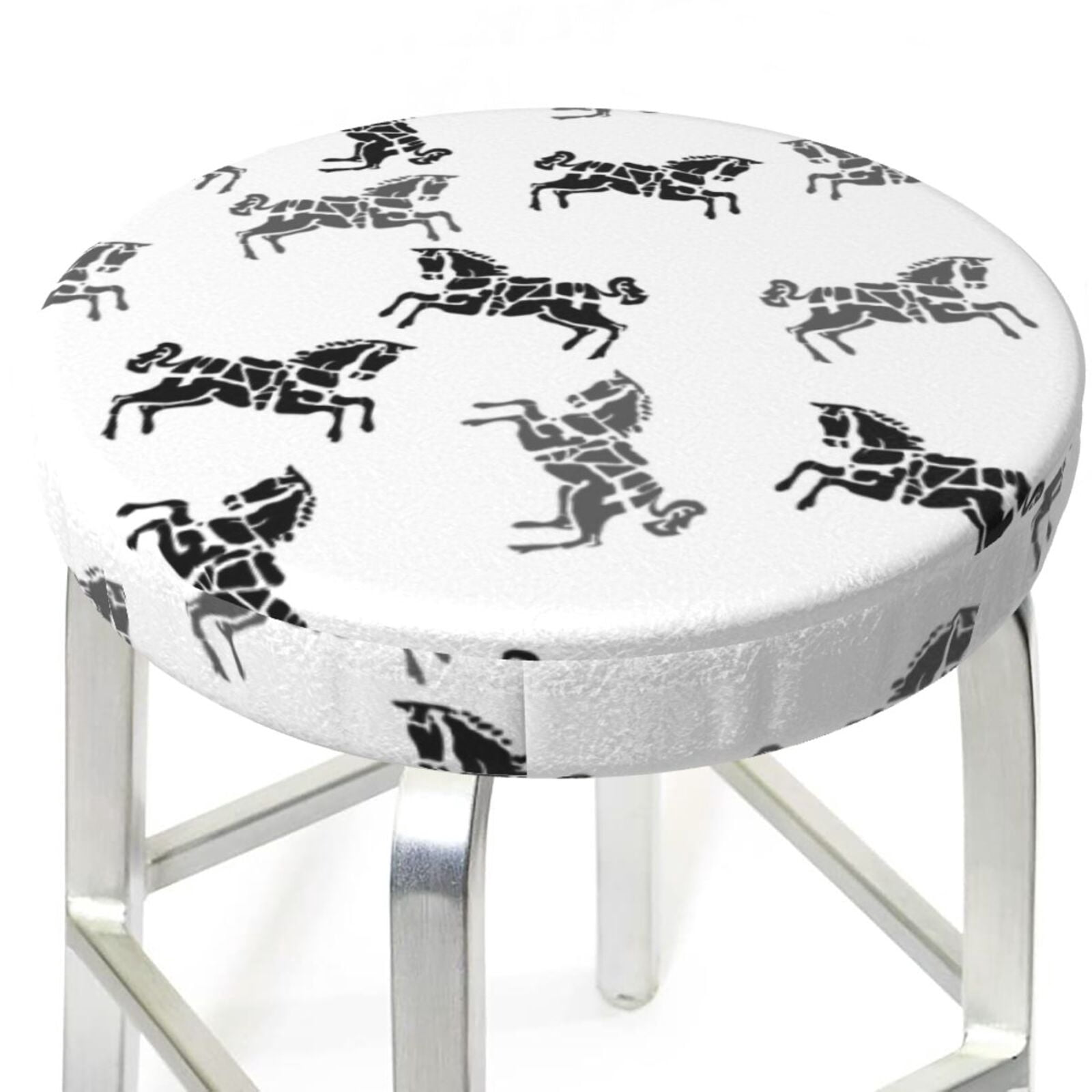 Abstract Minimalist Horse Black Round Bar Stool Seat Covers, Elastic ...