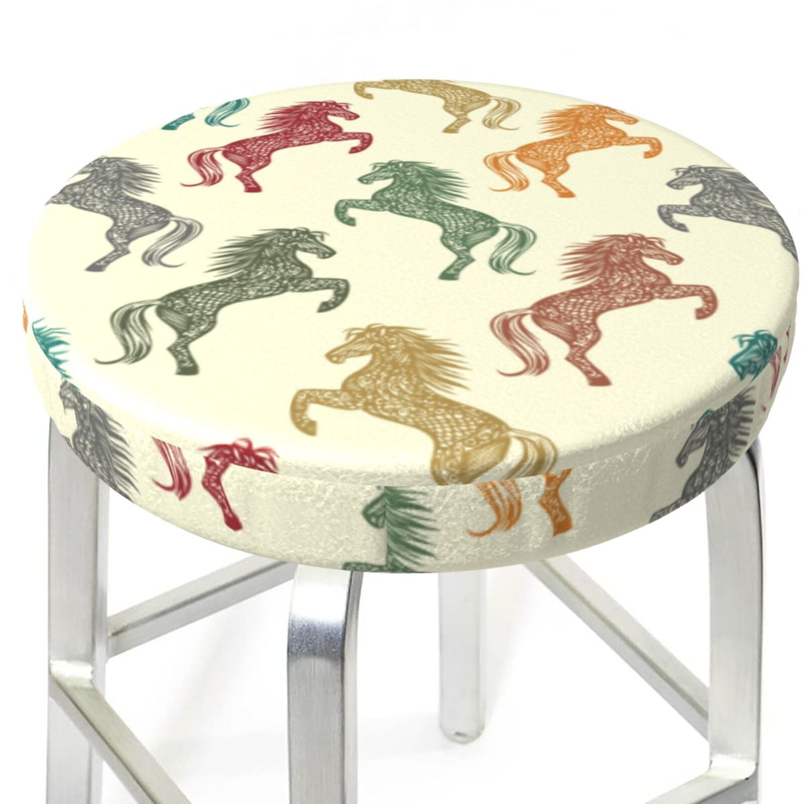 Abstract Minimalist Horse Colorful Round Bar Stool Seat Covers, Elastic ...