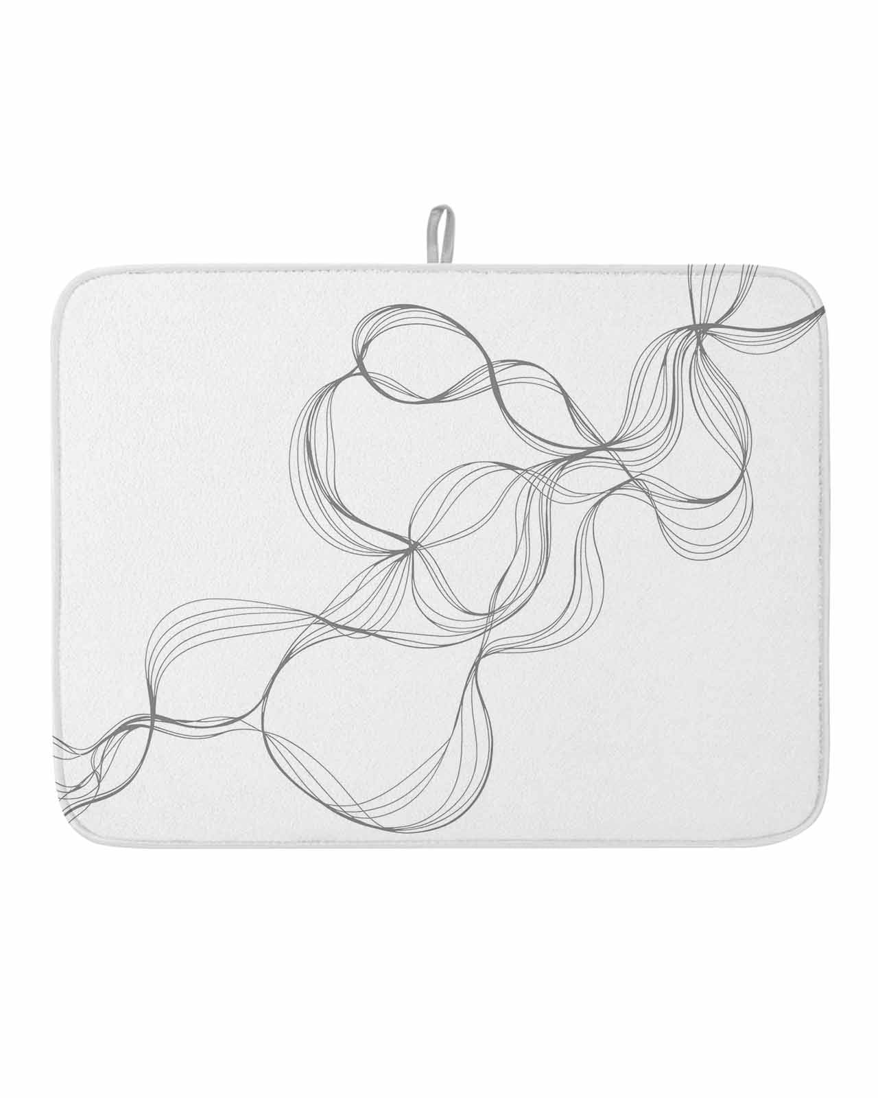Abstract Minimalist Line on White Dish Drying Mats for Kitchen Counter ...