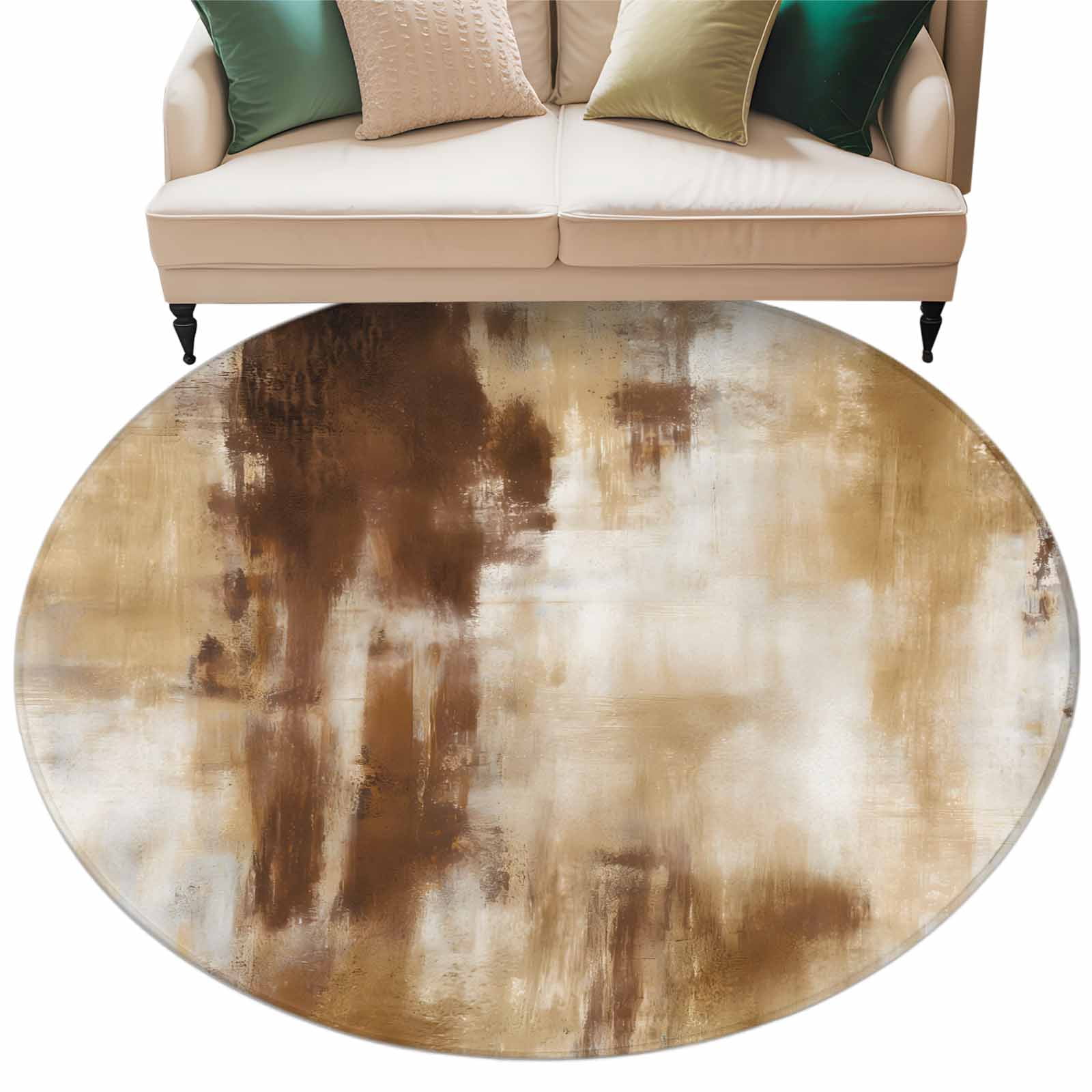 Abstract Minimalist Round Rug 8ft Washable Circle Rugs Non Slip Modern ...