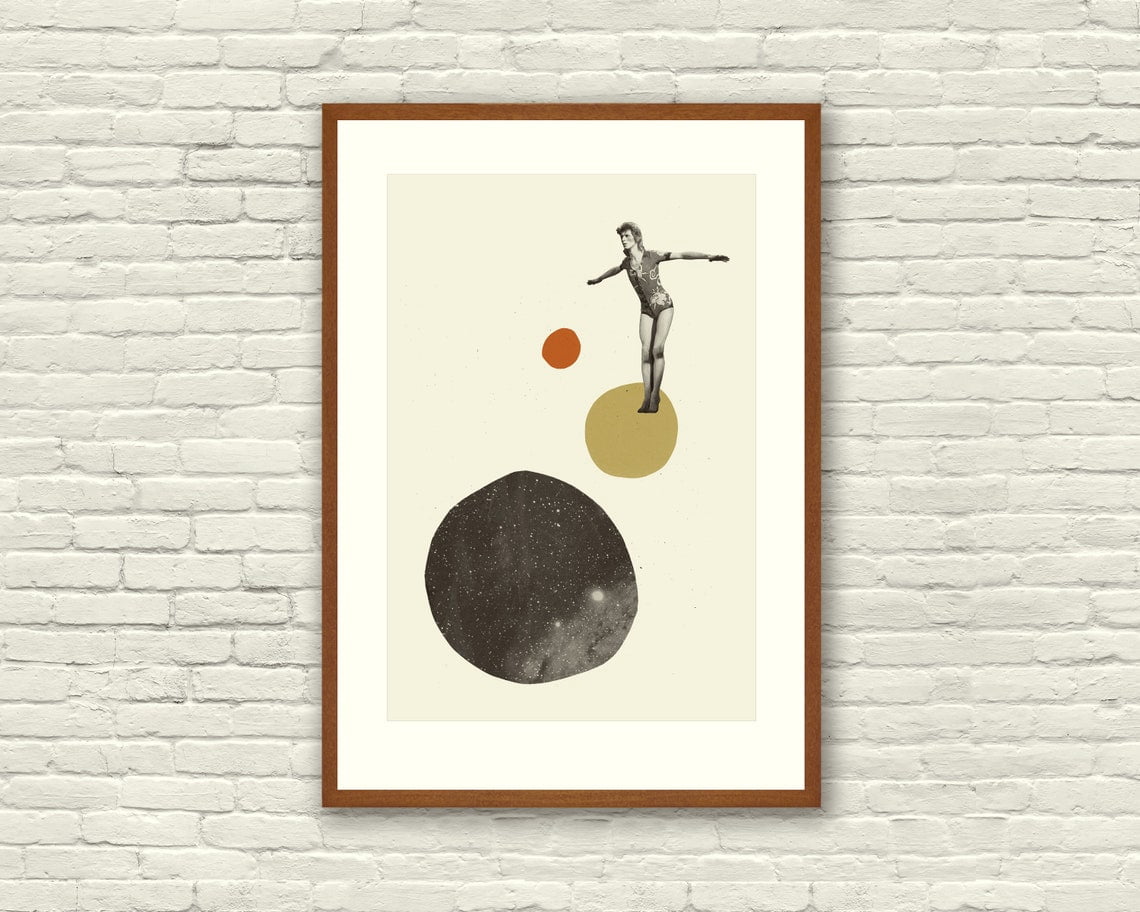 Abstract Minimalist Shapes Cut Paper Collage Gold Fine Art Mid-Century ...