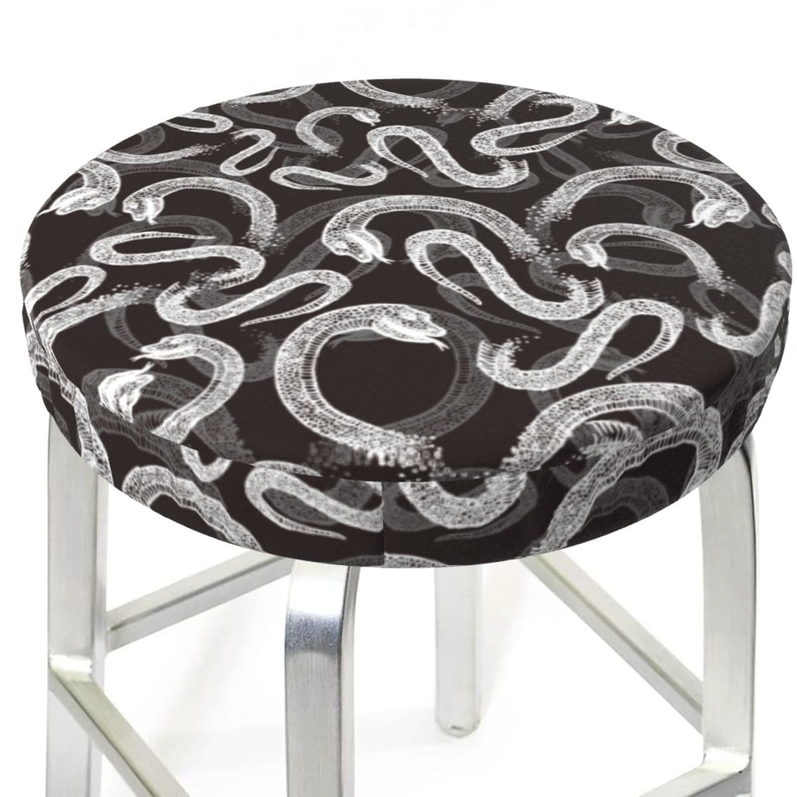 Abstract Minimalist Snake White Round Bar Stool Seat Covers, Elastic ...