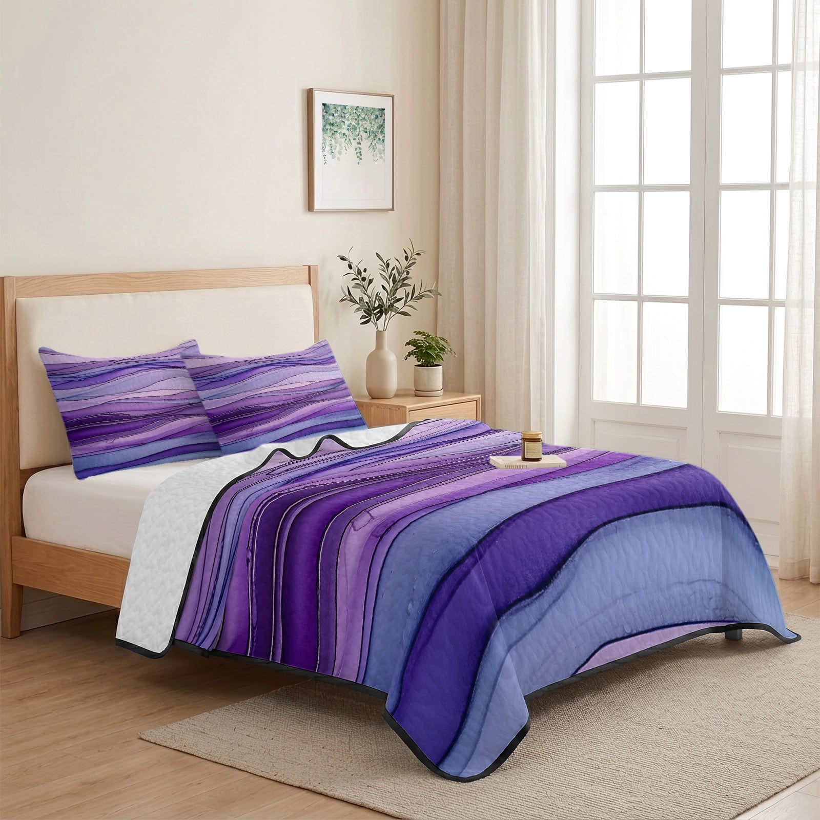 Abstract Minimalist Stripe Art 3 Pieces Quilt Set,1 Quilt with 2 Shams ...