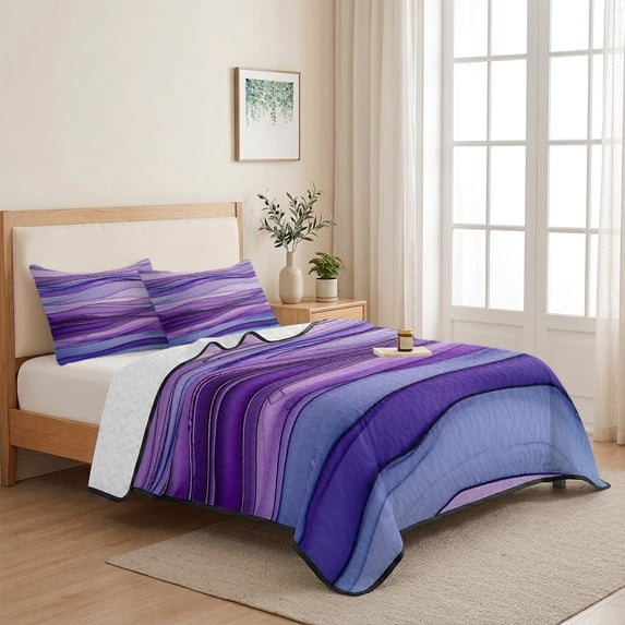 Abstract Minimalist Stripe Art 3 Pieces Quilt Set,1 Quilt with 2 Shams ...