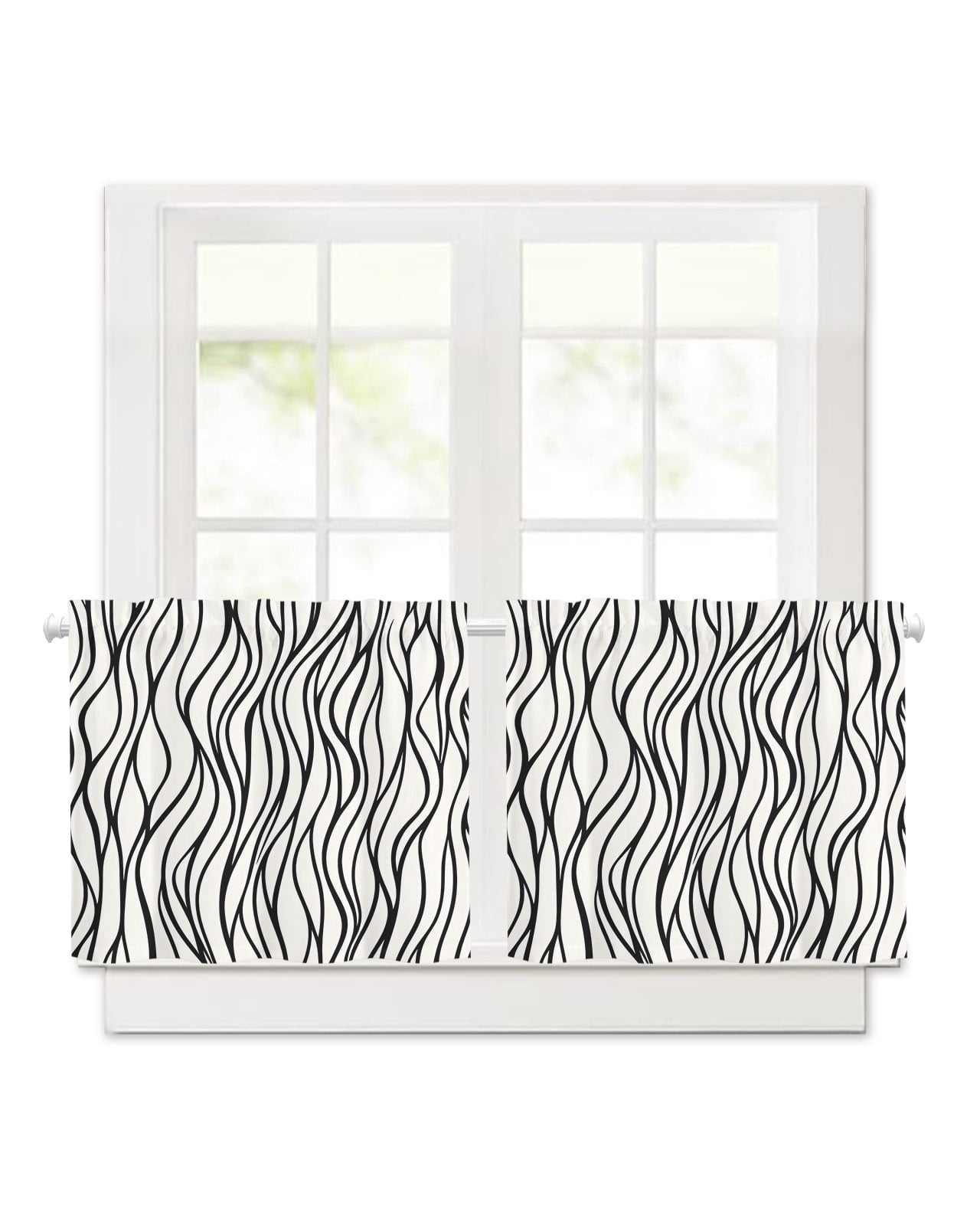 Abstract Minimalist Stripe Art Short Blackout Curtains 30 Inch Long ...