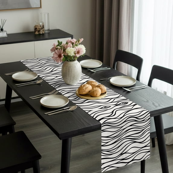 Abstract Minimalist Stripe Art Table Runner 36 Inches Long,Kitchen ...