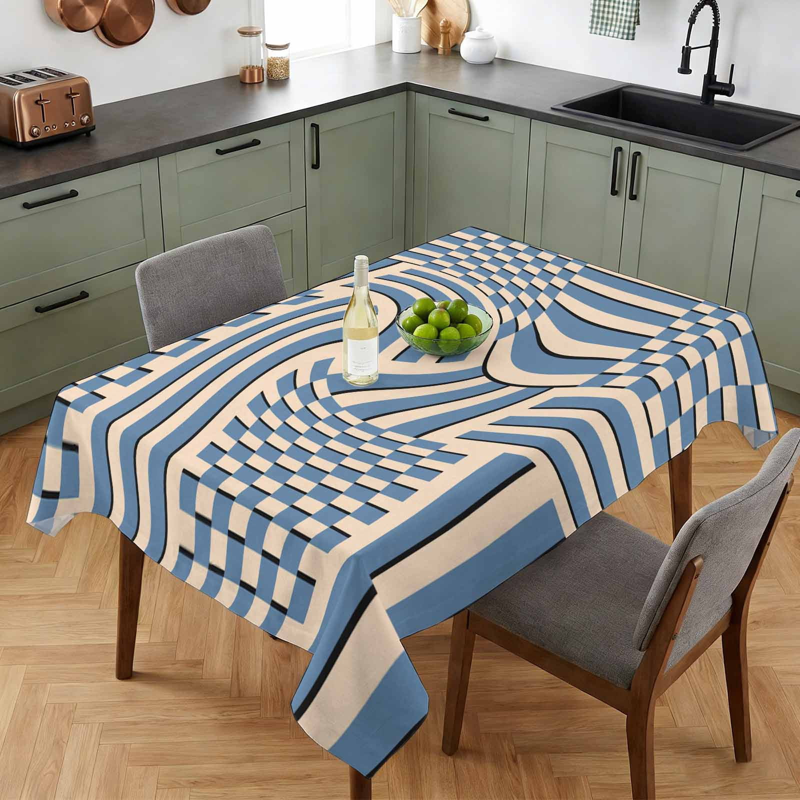 Abstract Minimalist Stripe Plaid Table Cloth 52x70in, Waterproof ...