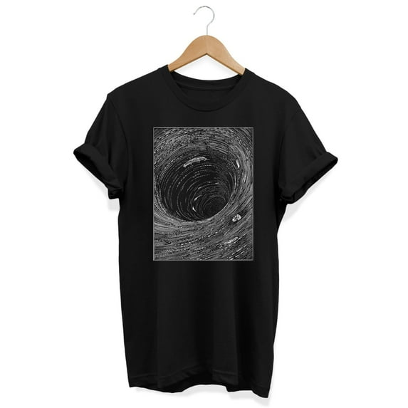 Abstract Minimalist Vortex Graphic Tee with Artistic Grunge-Inspired ...