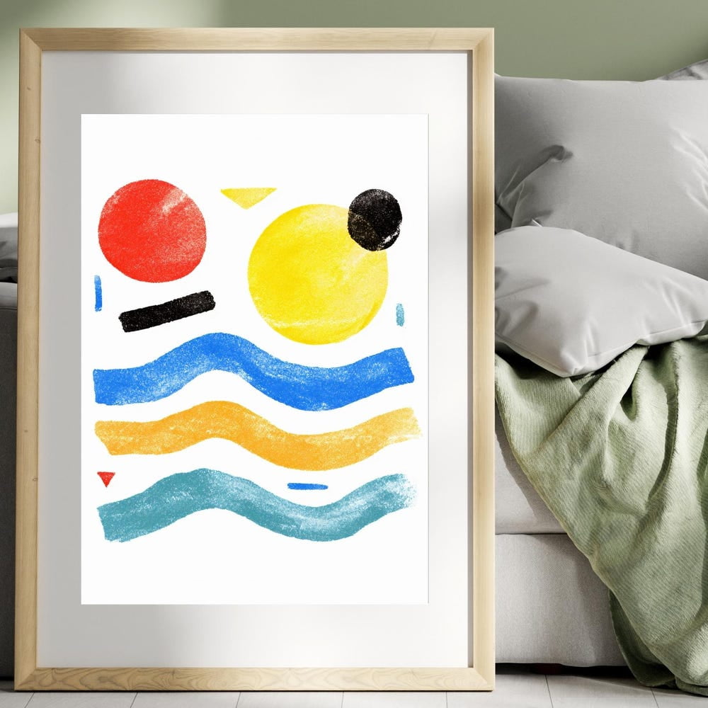 Abstract Minimalist Wall Art, Colorful Geometric Shapes Print, UNFRAMED ...