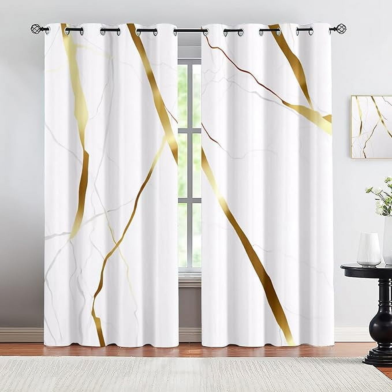 Abstract Minimalist White Marble Texture Curtain For Privacy, Modern ...